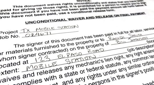 Texas Partial Conditional Lien Waiver Form | Free Template