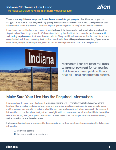 Indiana Mechanics Lien Guide & FAQs | Levelset