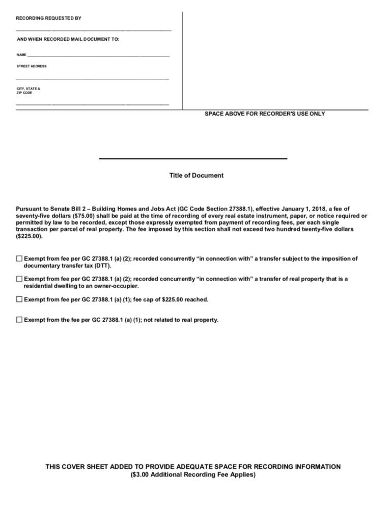 Los Angeles County Recorder Cover Sheet | Levelset