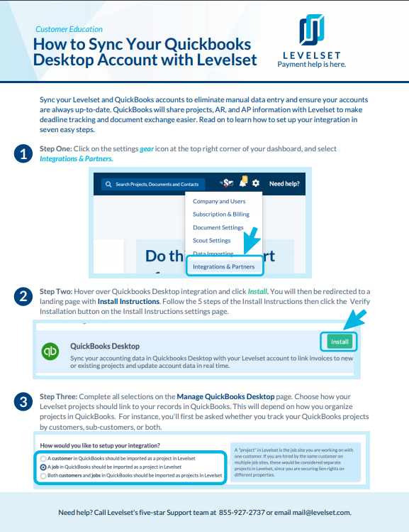 How to Sync Your Quickbooks Desktop Account with Levelset | Customer Education