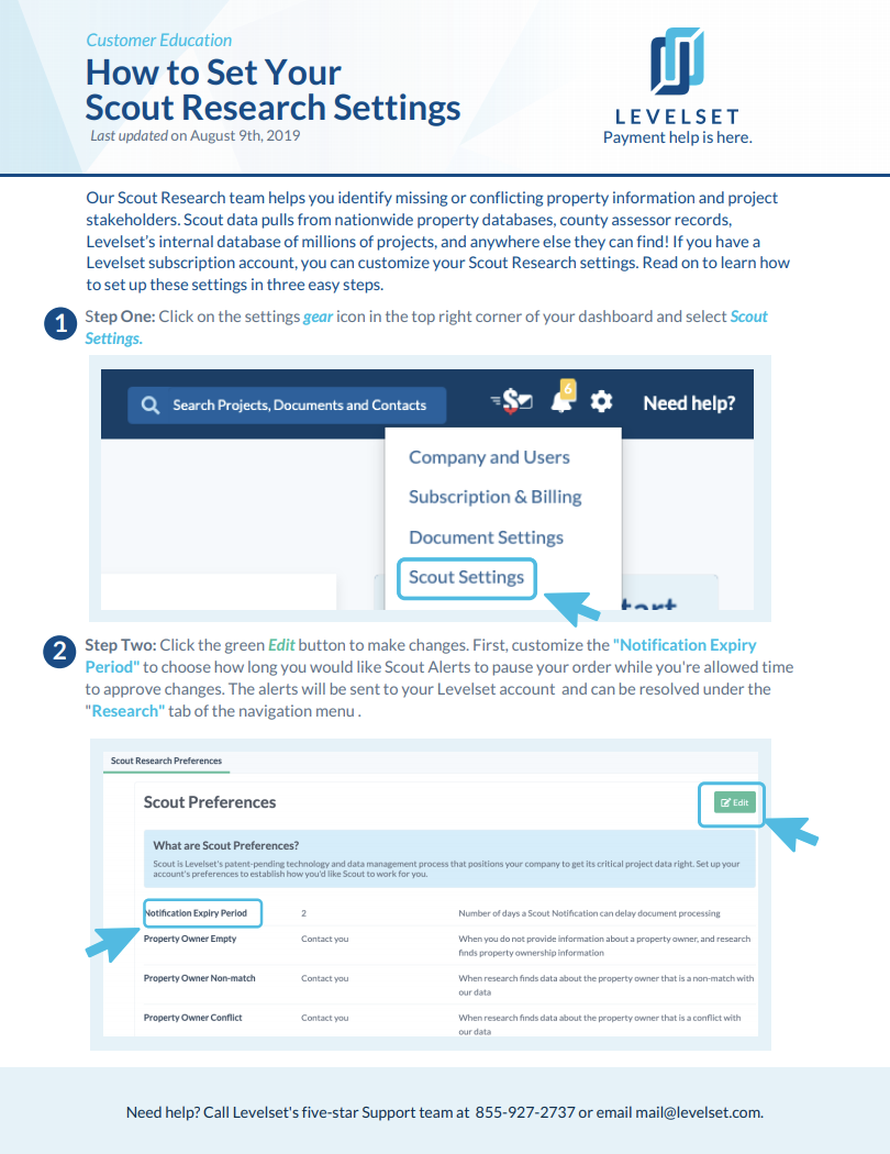 How To Set Your Scout Research Settings in Levelset | Customer ...
