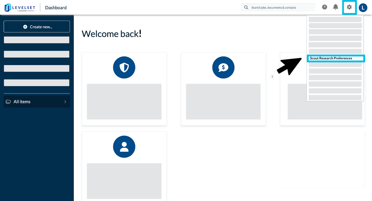 Setting Scout Research Preferences | Levelset